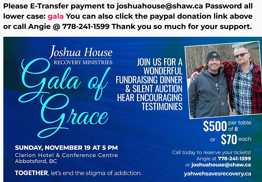 Fundraiser for Joshua House Recovery Ministries – Sunday November 19 – FVN